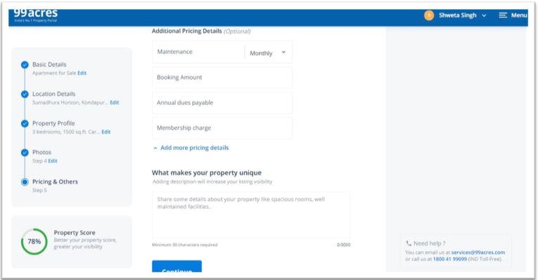 Step-by-step guide to post your property on 99acres