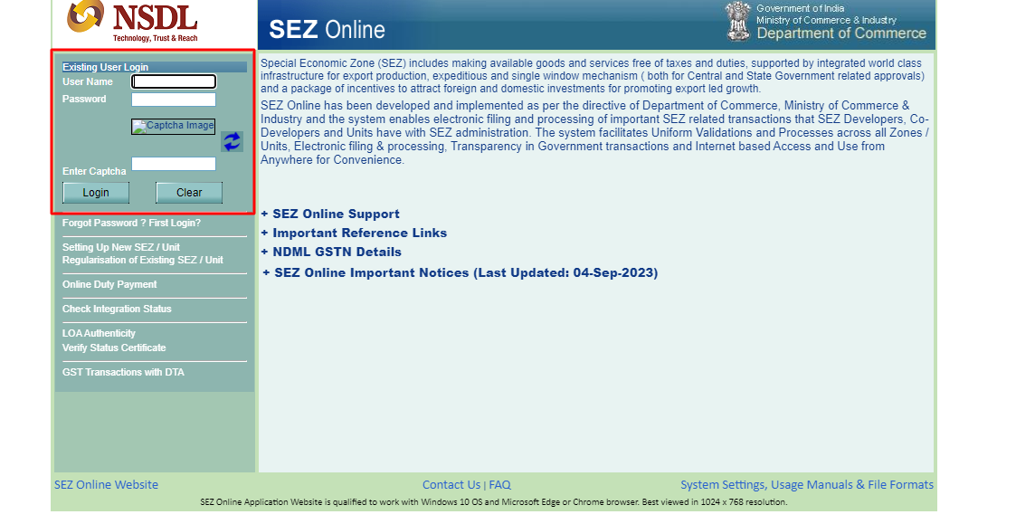 SEZ Online Portal: Login, Registration, E-lock, Bill of Entry Details ...